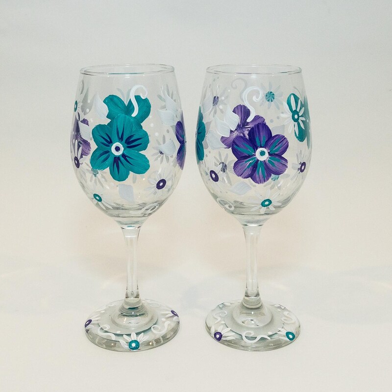 Hand Painted Wine Glasses - Etsy