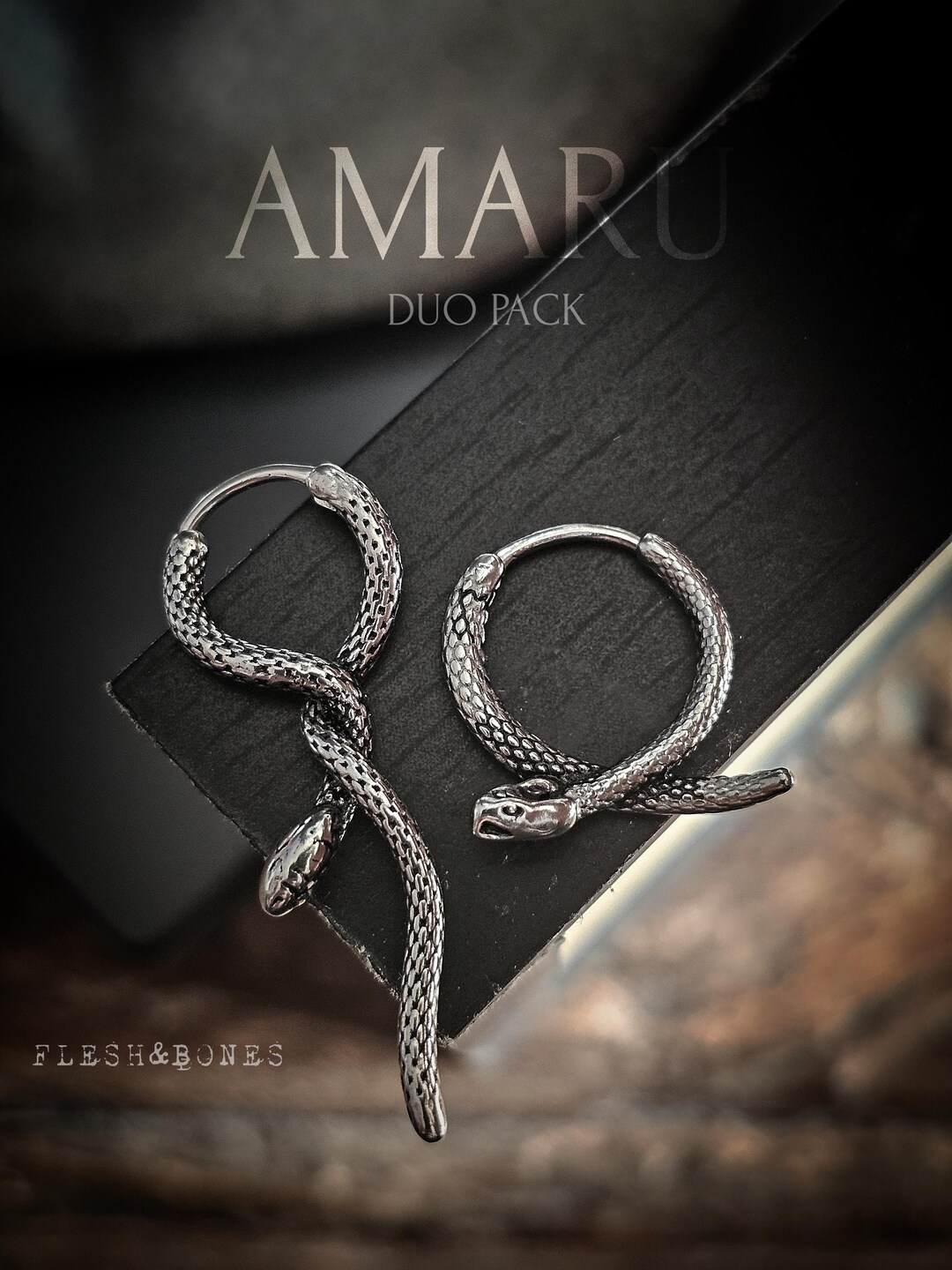 AMARU DUO PACK Snake Mono-earring, Hoop, Stainless, No Allergy ...