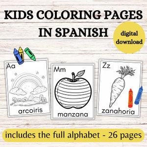Páginas para colorear del alfabeto español para niños / 26 páginas para ...