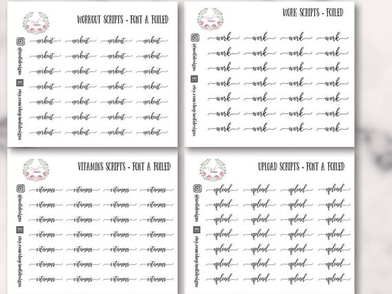Sticker Sheet Non-foiled Scripts Font A S Planner Standard - Etsy