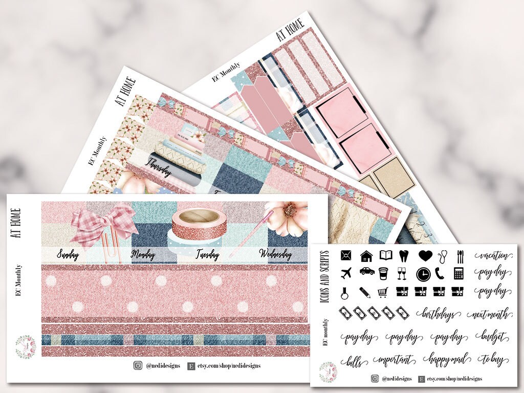 At Home Monthly Kit Monthly Planner Sticker Kit Standard | Etsy