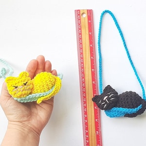 Crocheted Sleeping Cat Car Charm: Handmade Hanging Decoration - Etsy