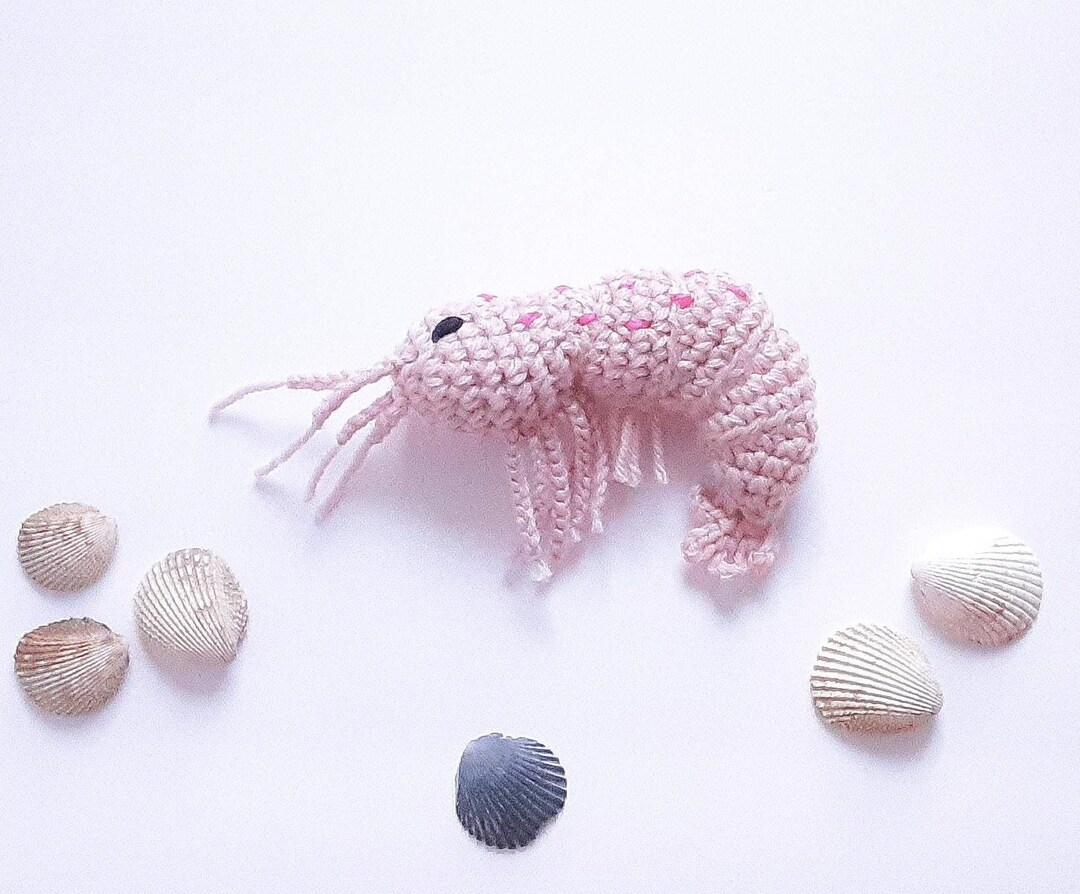 Shrimp Plush Toy Crochet Animal Handmade Small Gift - Etsy
