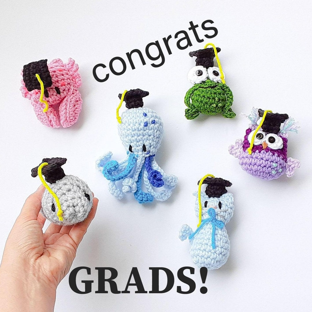 Graduation Gift: Crochet Plush Animal With Grad Cap, Keychain Option - Etsy