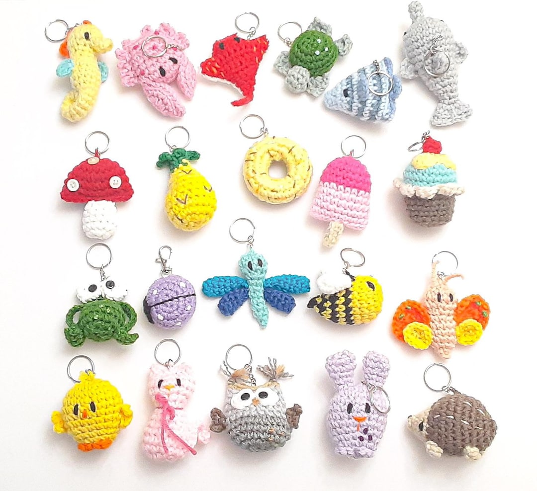Mini Animals Keychains, Crochet Plush Keyring, Small Gifts for Kids ...