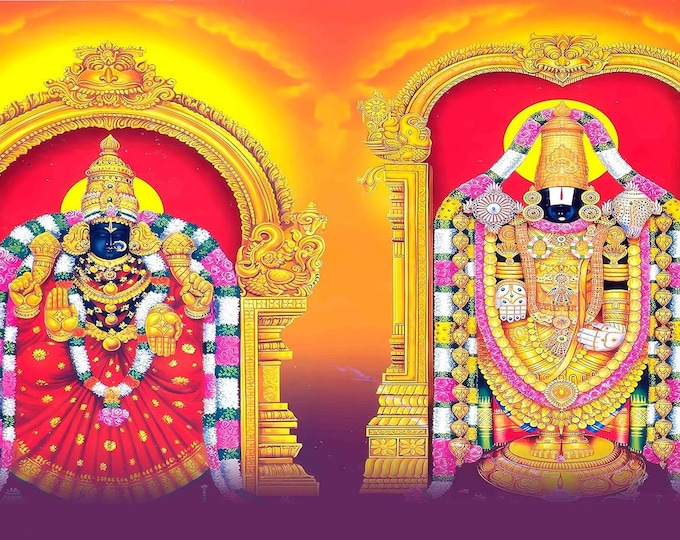 Temple Dwar Toran Tirupati Balaji Backdrop - Divine Decor for Puja ...