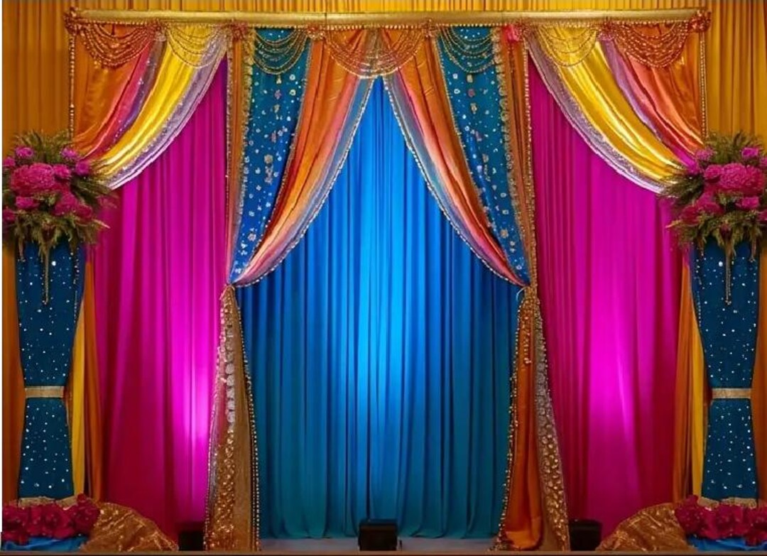 Muti Color Backdrop Decoration Cloth for Pooja Decoration Traditional ...