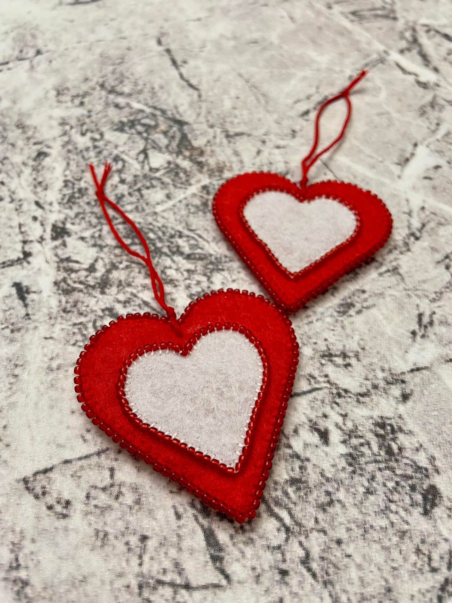 Beaded Felt Heart Ornament PDF Pattern, Felt Heart Pattern, Beaded ...