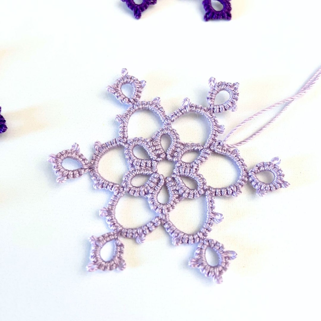 Snowflake Ornament Tatting Pattern, Shuttle Tatting Pattern, Ornament, Christmas Tatting Pattern ...