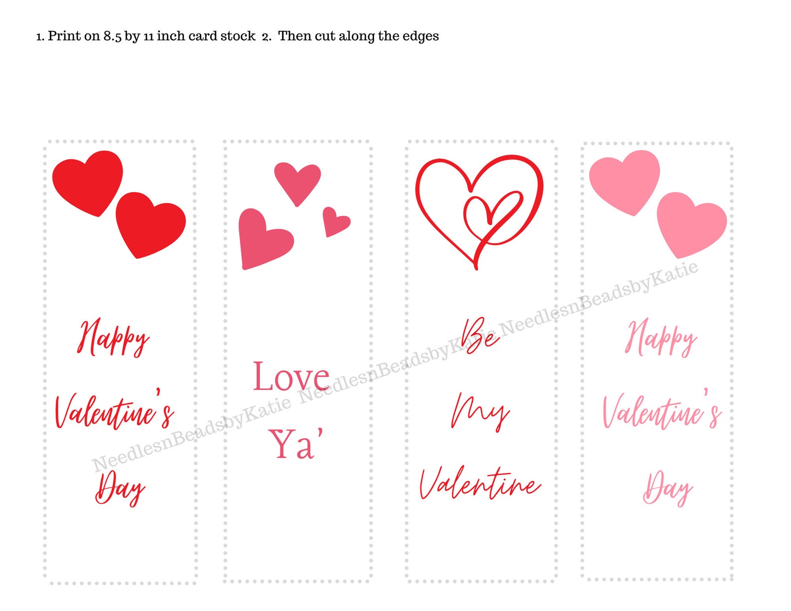 Valentine's Day Bookmarks, Printable Valentine Bookmarks, Bookmark ...