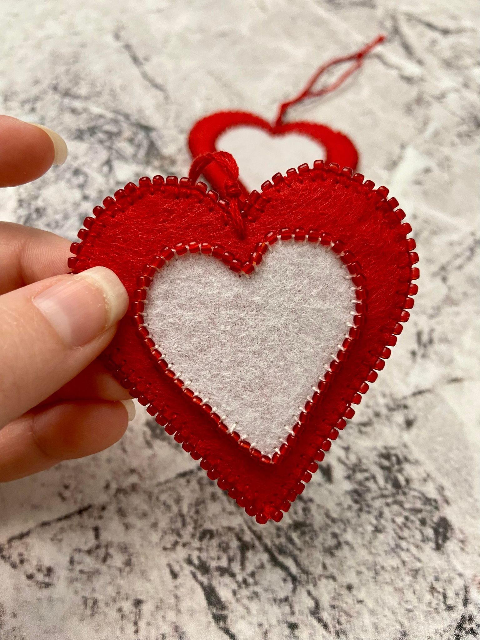 Beaded Felt Heart Ornament PDF Pattern, Felt Heart Pattern, Beaded ...