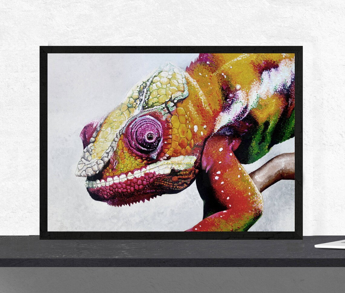Chameleon Art Print (unframed) - Etsy