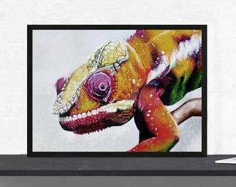 Chameleon art | Etsy