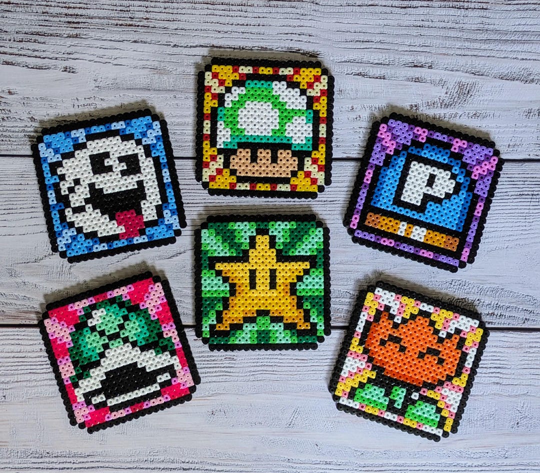 Super Mario Nerd Coasters Made of Iron-on Beads (nintendo), Perler ...