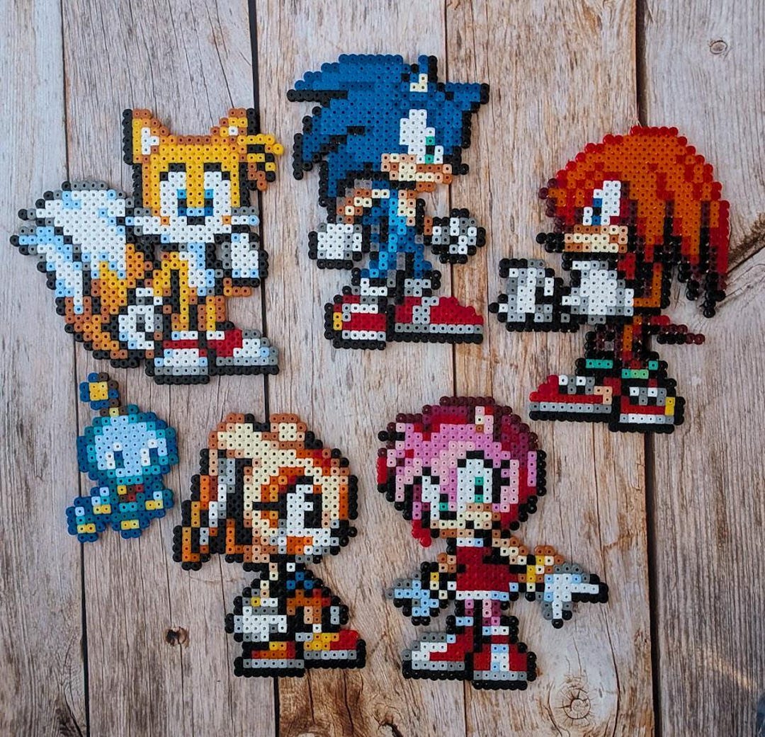 Sonic, Tails, Knuckles, Cream & Chao, Amy Rose From Perler Beads, Sega ...