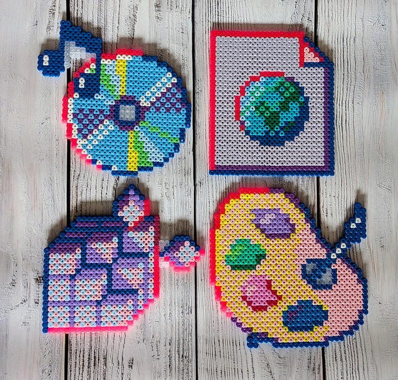 WINDOWS 95 Icons Coasters Made of Iron-on Beads, Perler, Coaster ...