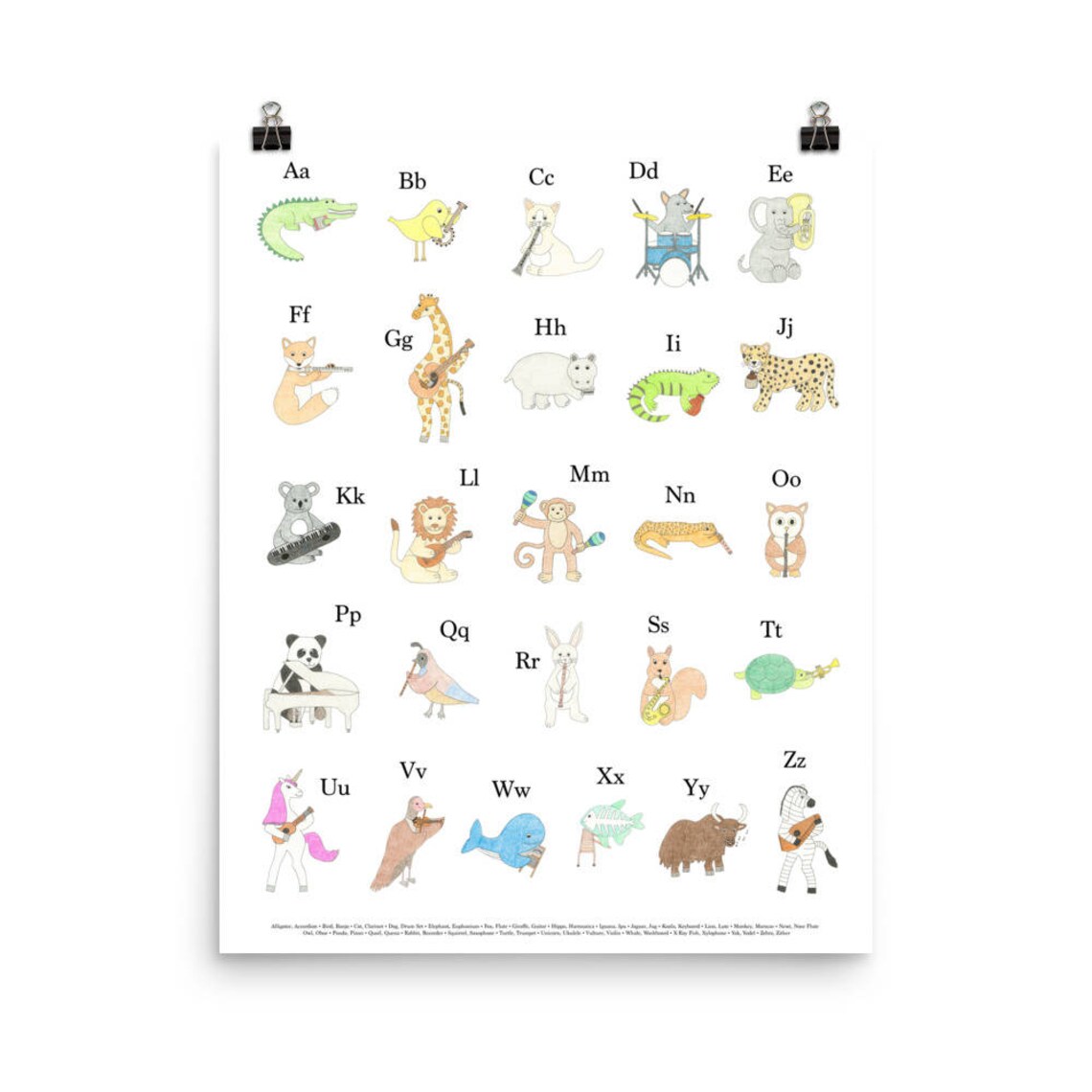 The Musical Animal Alphabet Matte Poster - Etsy