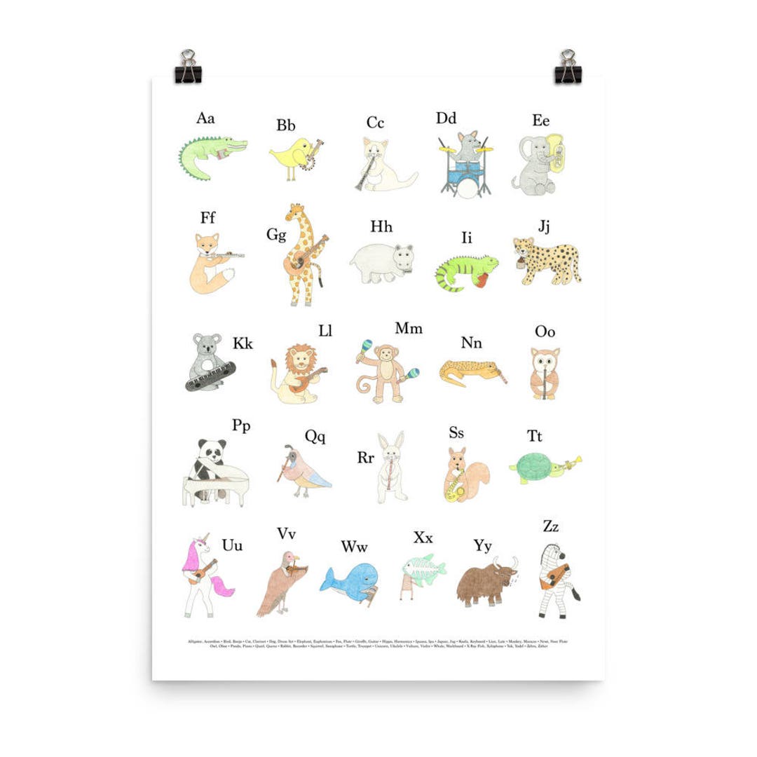 The Musical Animal Alphabet Matte Poster - Etsy