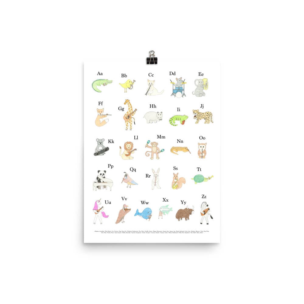 The Musical Animal Alphabet Matte Poster - Etsy