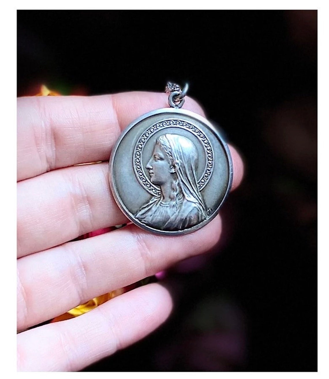 Antique Virgin Mary Blessed Mother Medal - Etsy