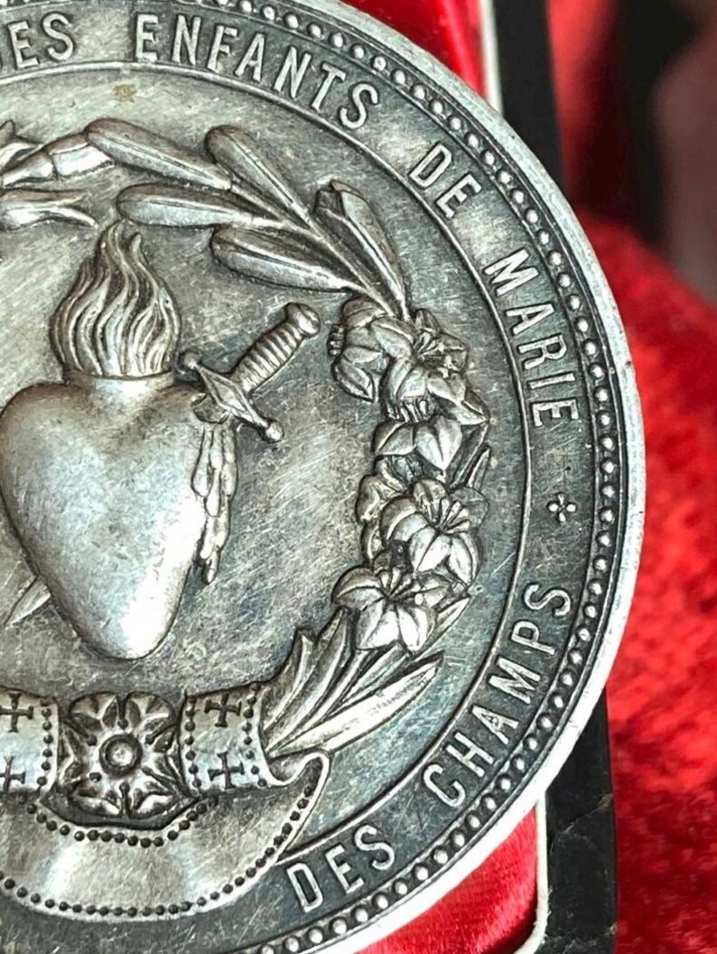Antique French Sacred Heart Medal, Penin Poncet - Etsy