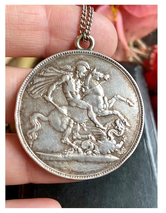 Antique Silver Saint George Medal - Gem