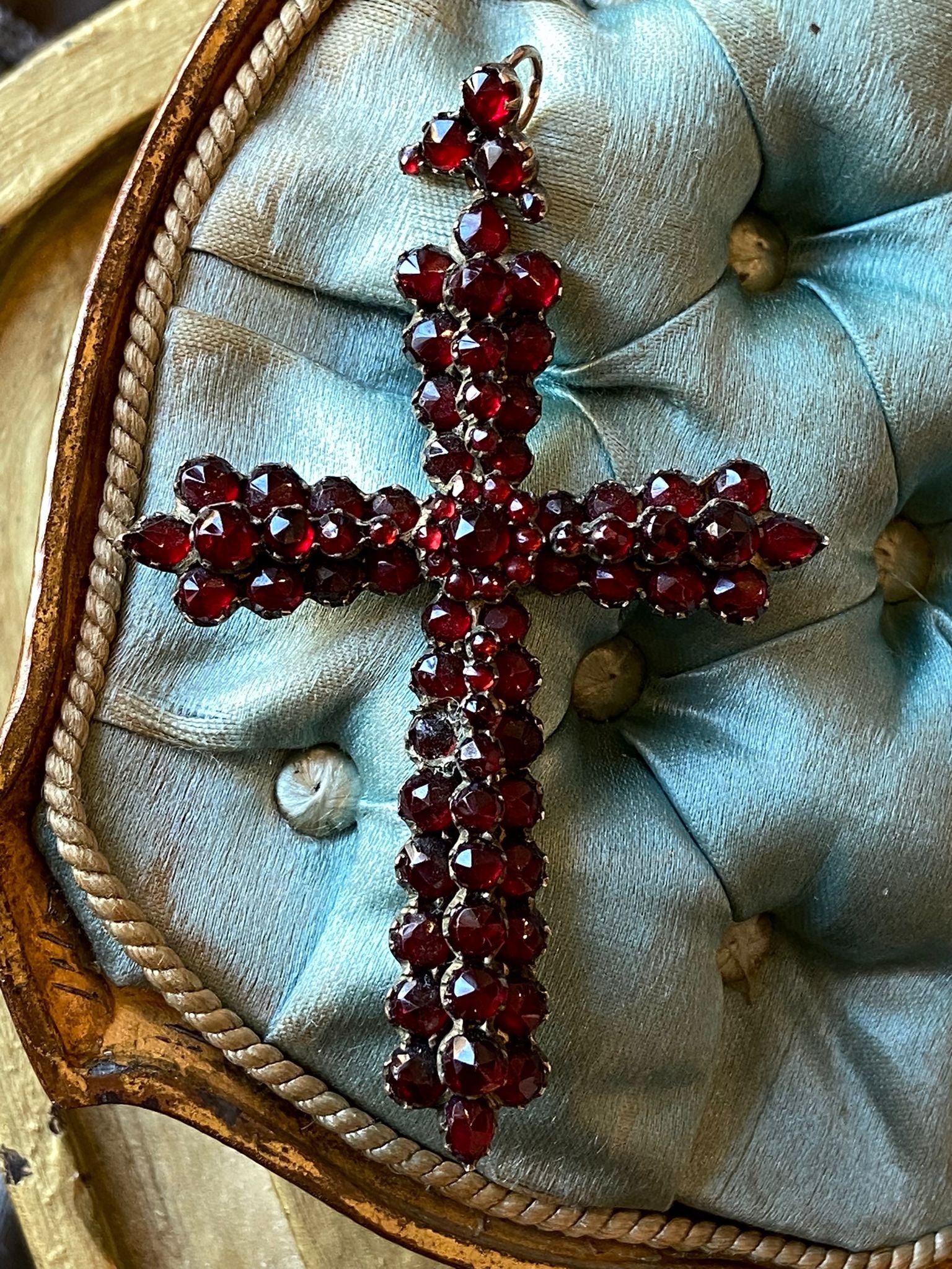 Antique Garnet Cross, French Religious Pendant - Etsy