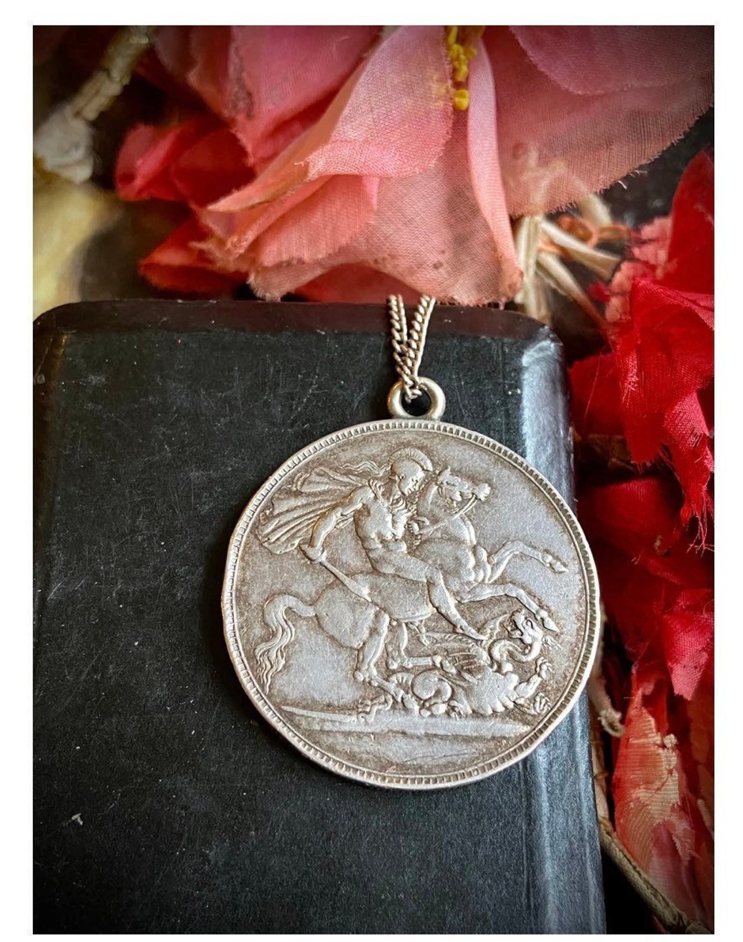 Antique Silver Saint George Medal - Etsy