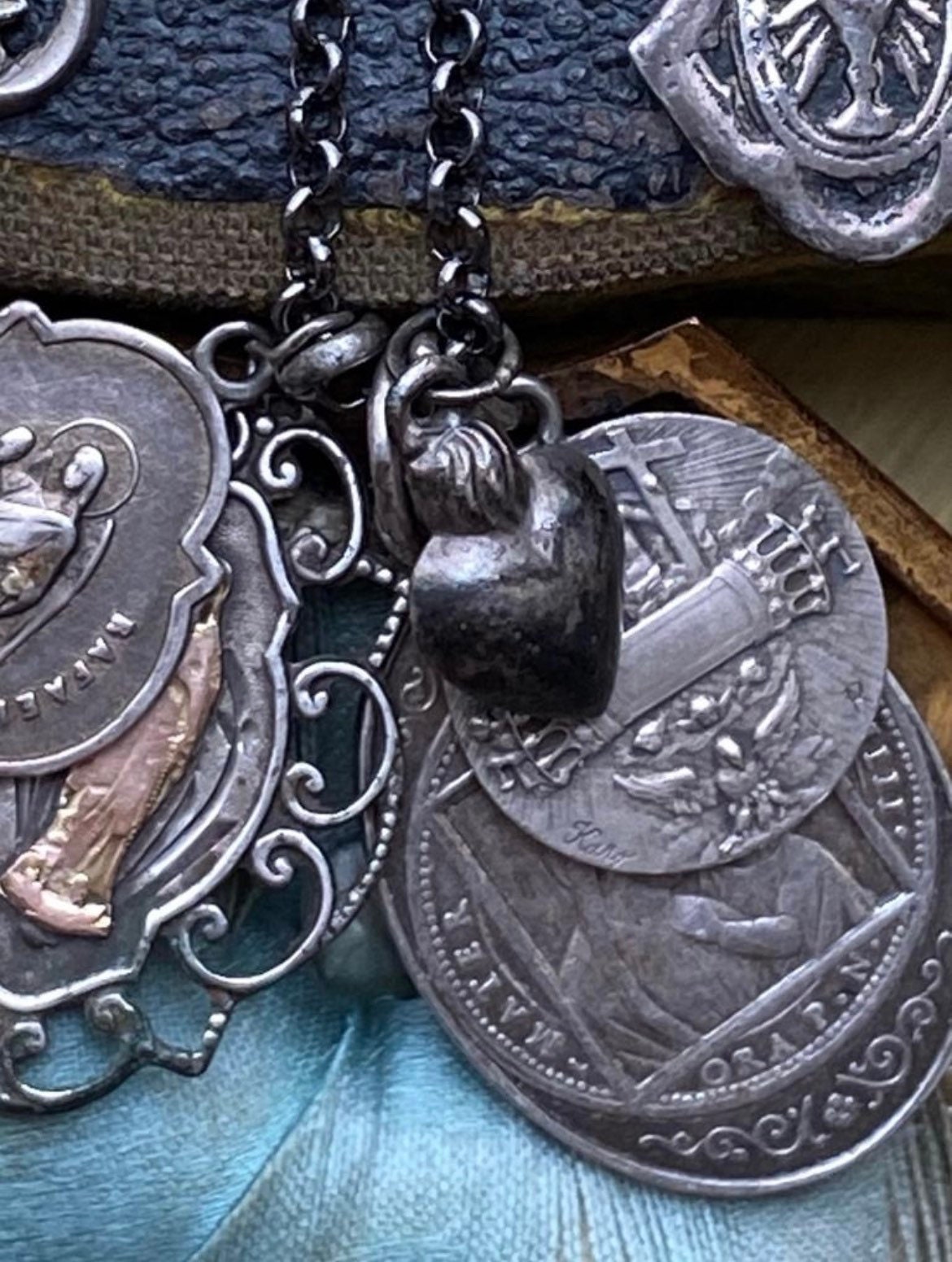 Antique Holy Medals, Our Lady of Lourdes, Christ of Bruges and Sacred ...
