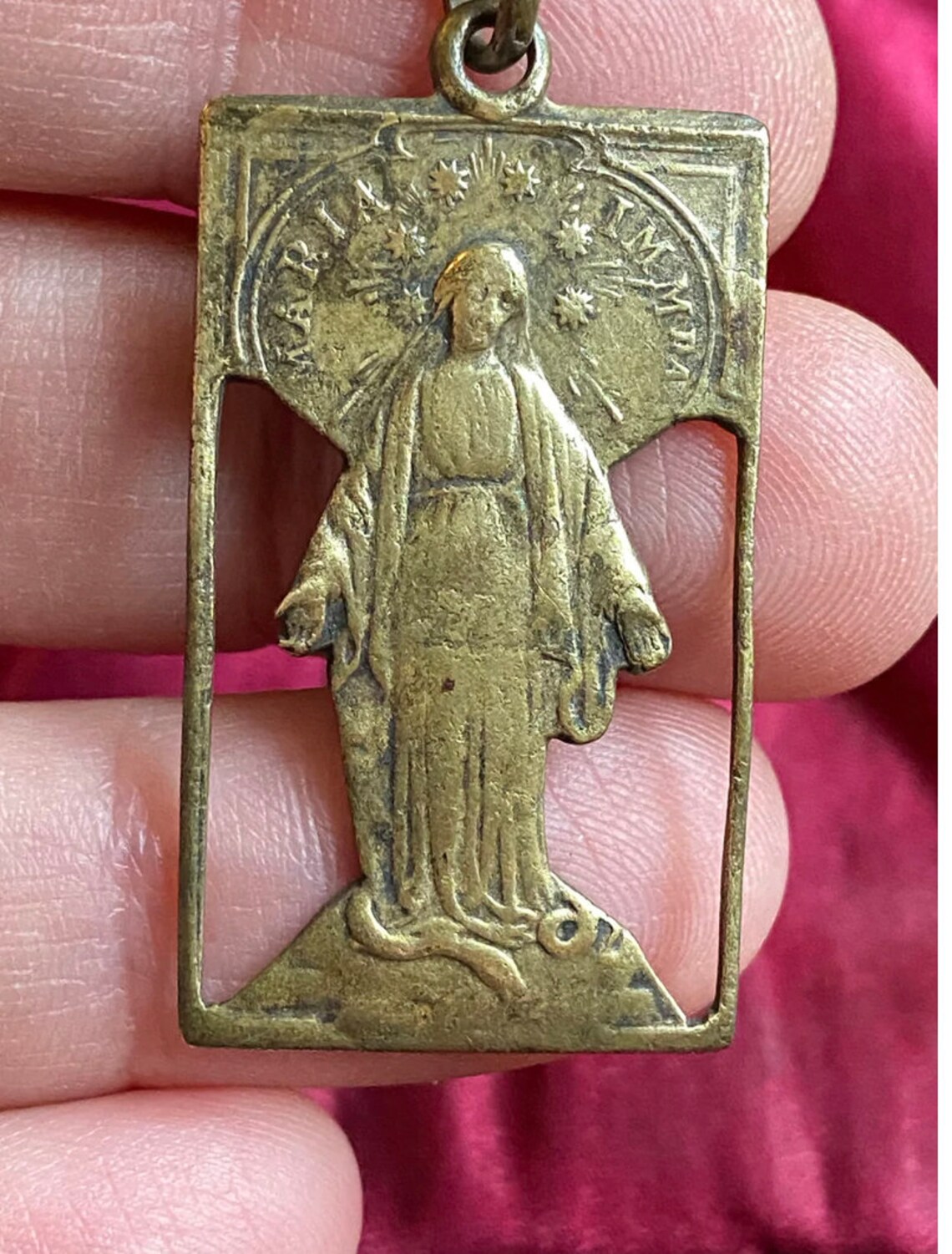 Antique Spanish Mary and the Serpent Medal - Etsy