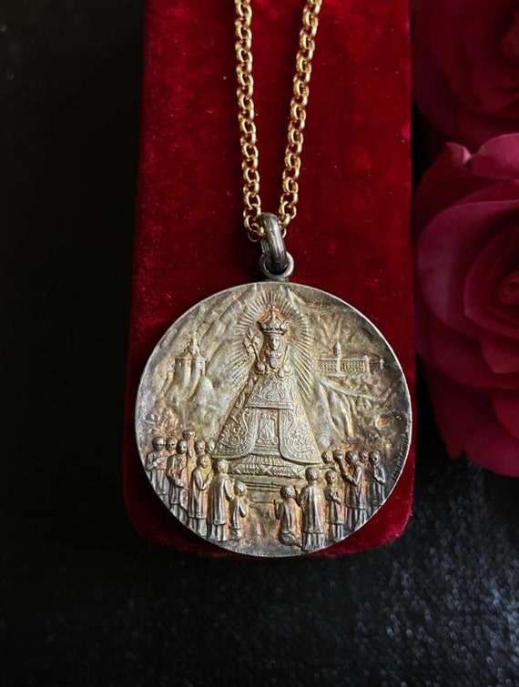 Antique Spanish Our Lady of Montserrat Medallion - Gem