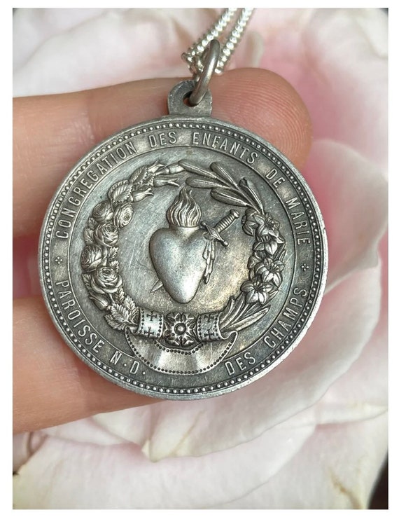 Antique French Sacred Heart Medal, Penin Poncet - Gem