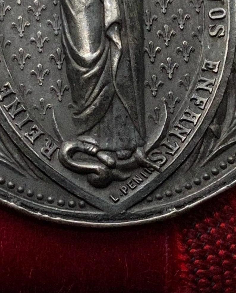 French Mother Mary Medal Signed Penin - Etsy