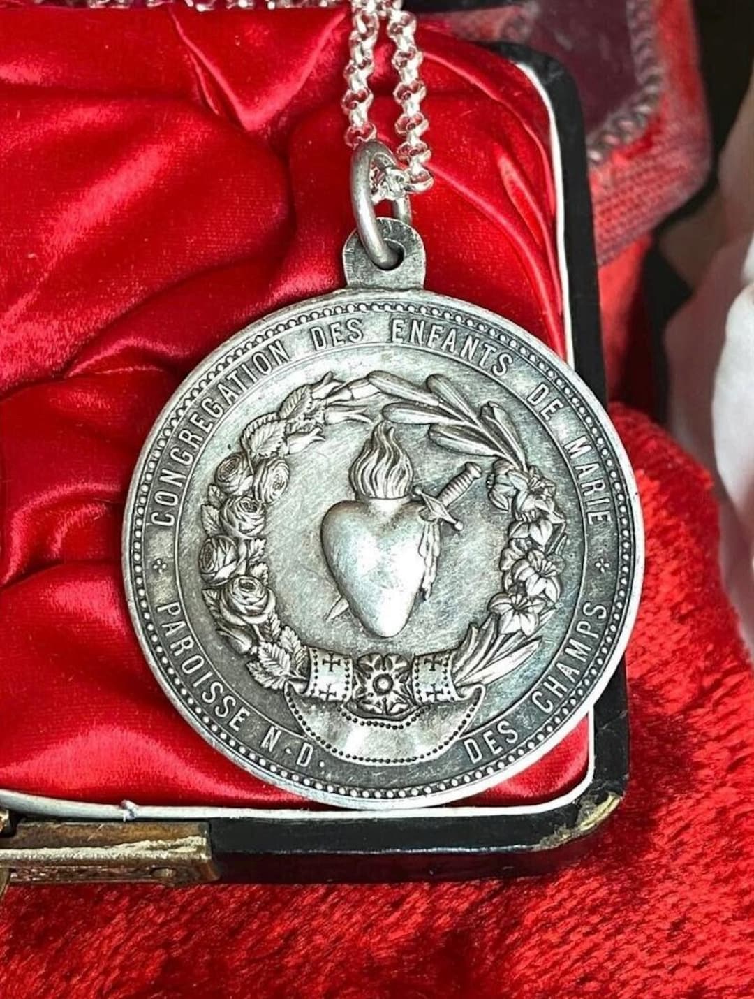Antique French Sacred Heart Medal, Penin Poncet - Etsy