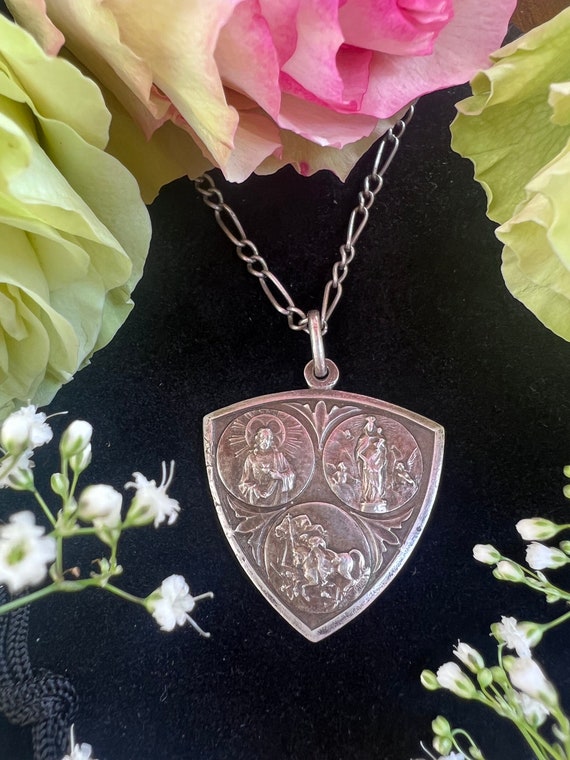 Antique Spanish silver Sacred Shield pendant with Jes… - Gem