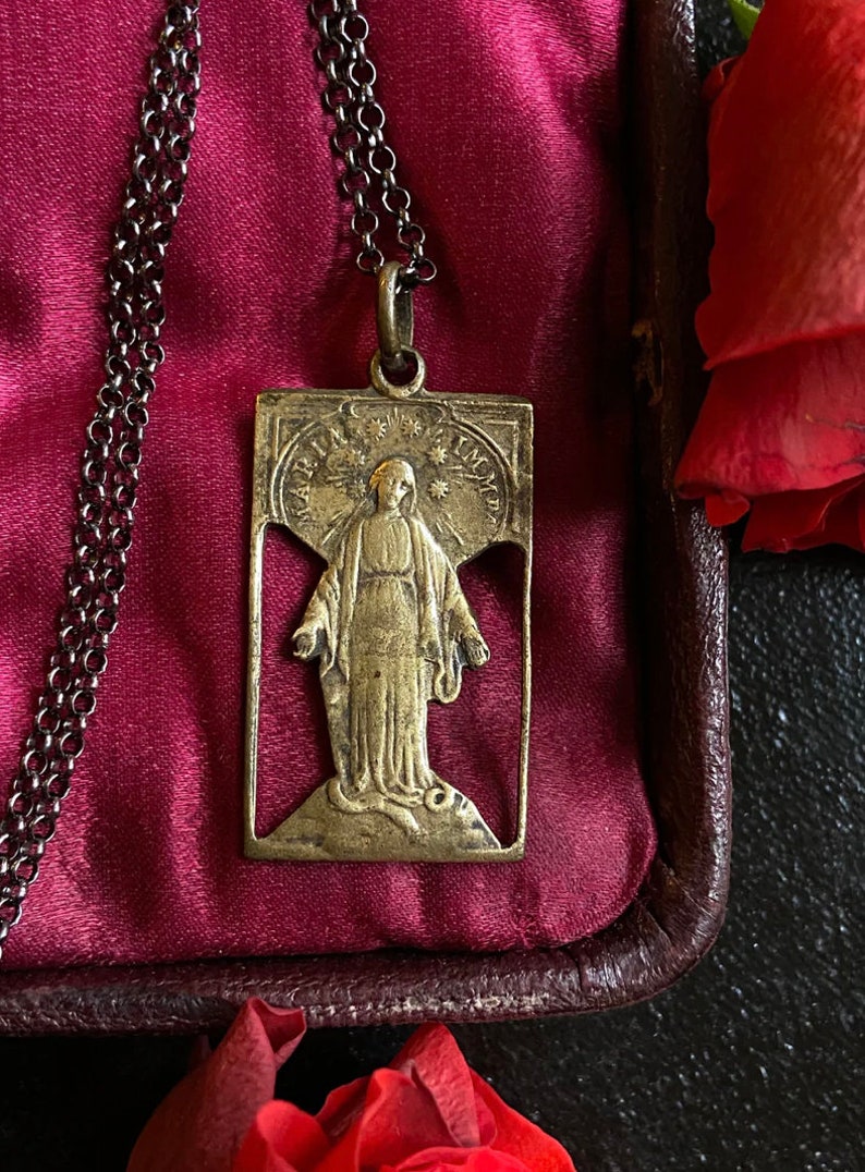 Antique Spanish Mary and the Serpent Medal - Etsy