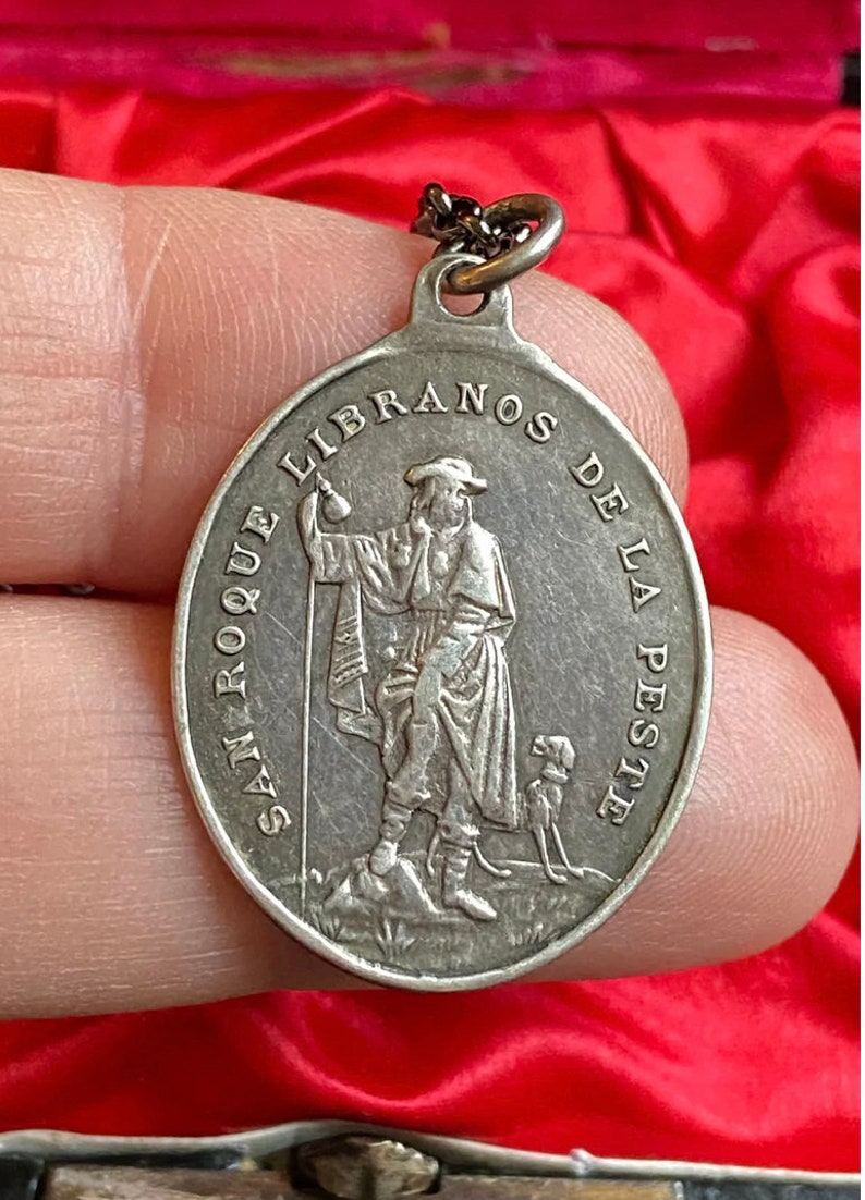 Antique French St Roch Medal With Virgin Mary - Etsy