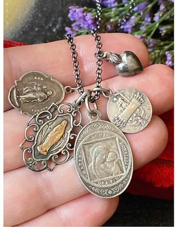 Antique Holy Medals, Our Lady of Lourdes, Christ of B… - Gem