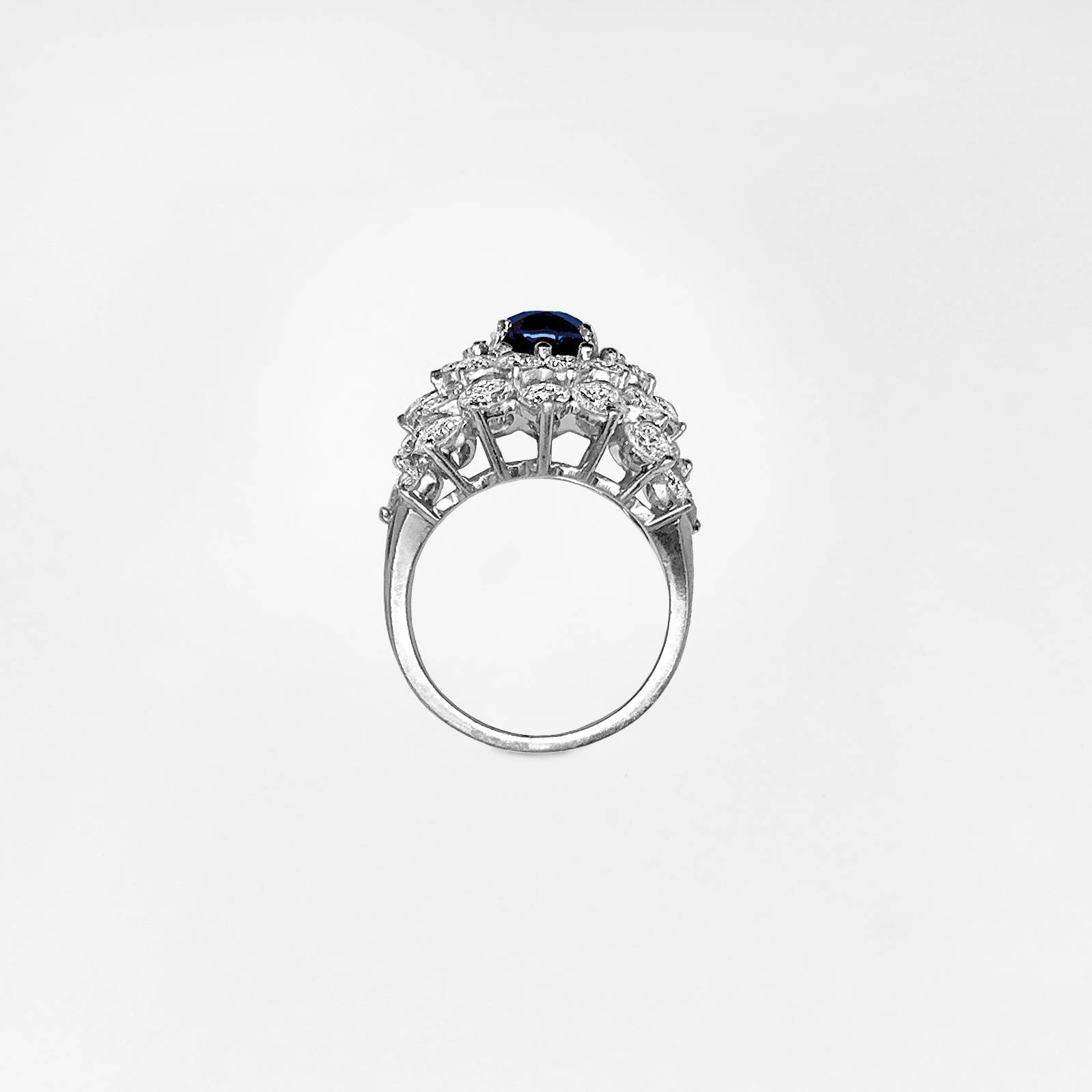Vintage Handmade Platinum Domed Engagement/dinner Ring With Oval Finest ...