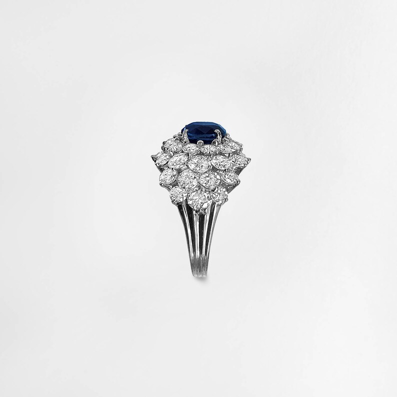 Vintage Handmade Platinum Domed Engagement/dinner Ring With Oval Finest ...