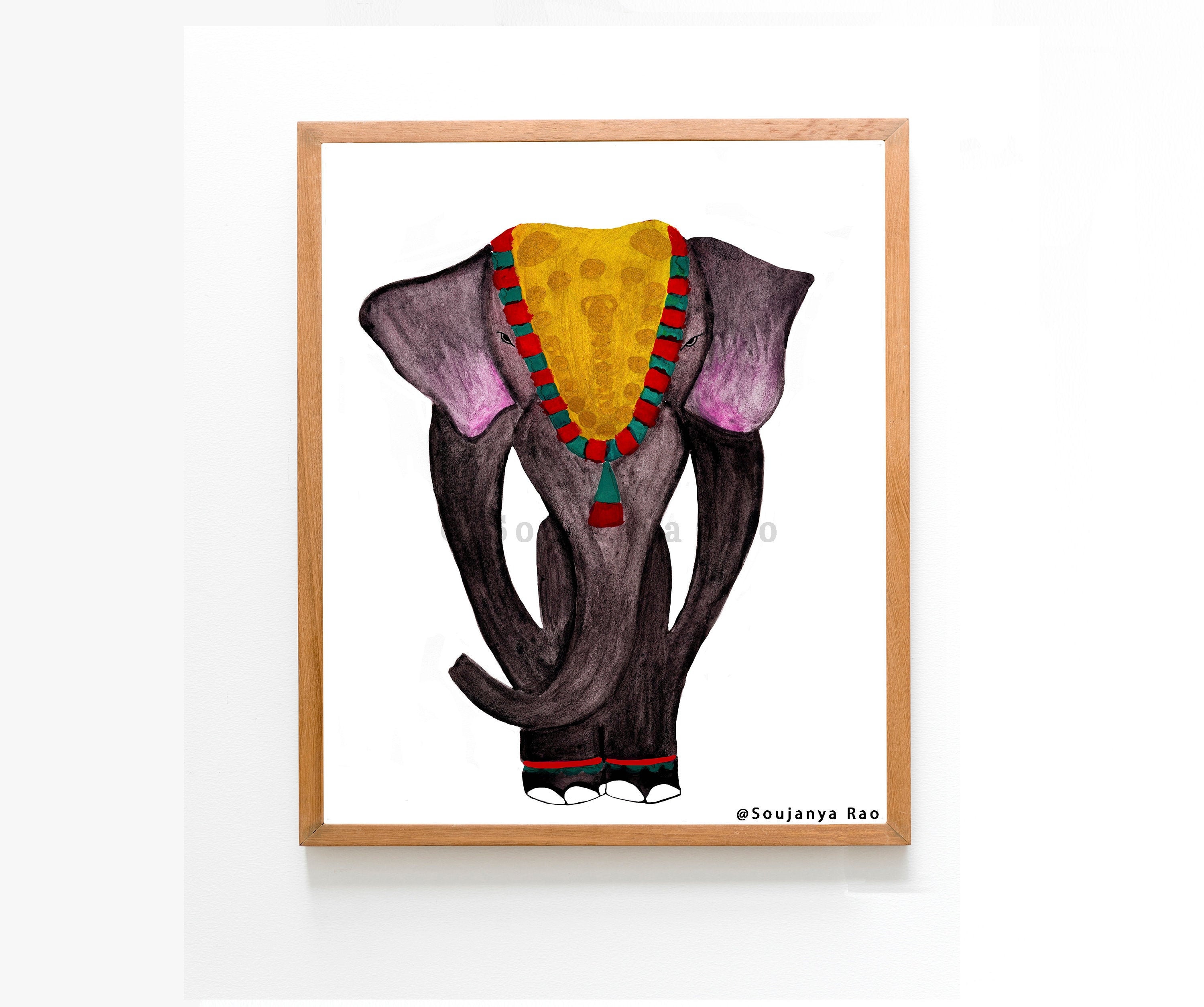 Kerala Art Kerala Paintingkerala Elephant Art Print Indian - Etsy
