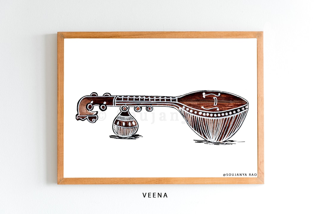 Veena Art Print, South Indian Musical Instrument, Home Decor - Etsy