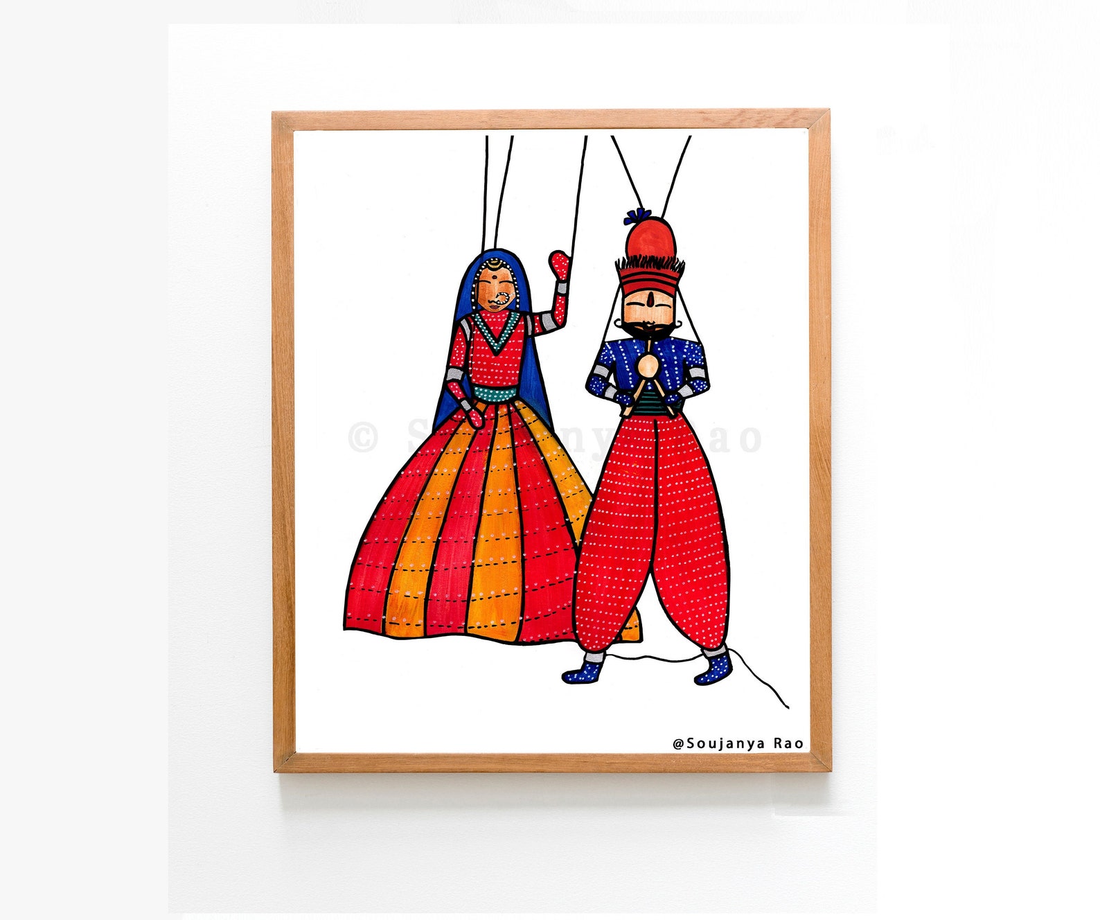 Rajasthani Art Print, Rajasthani Puppet, Katputhli, Indian Home Decor ...