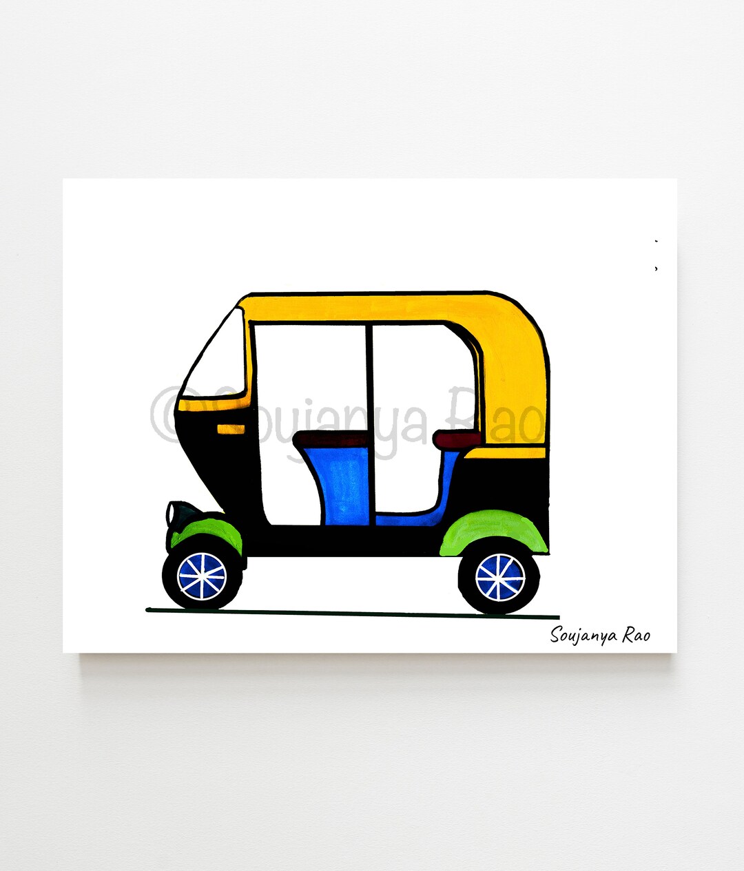 Auto Rickshaw Art Print,rickshaw Art, Tuk Tuk, Indian Painting,indian ...