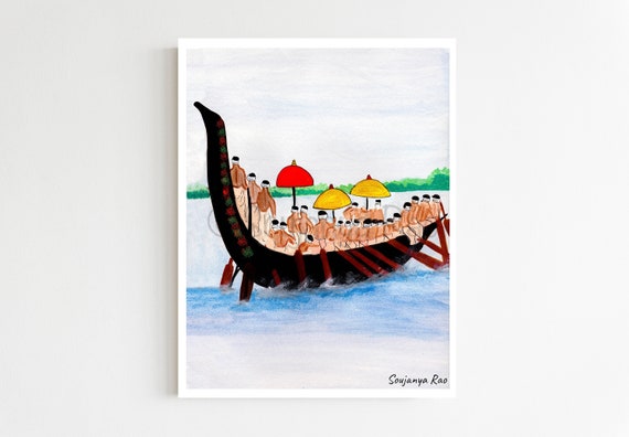 Kerala Landscape Kerala Boat Race Kerala Art Kerala - Etsy