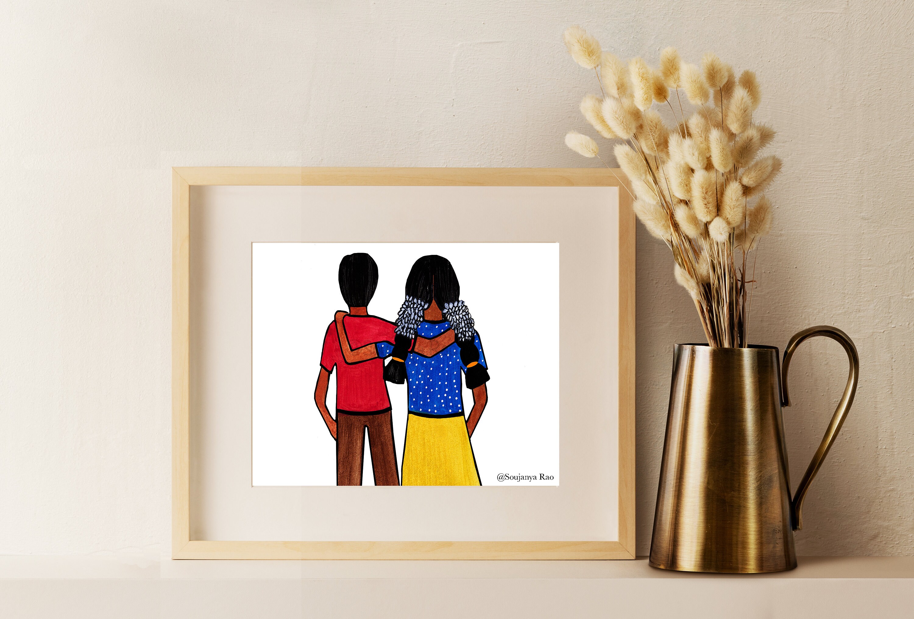 South Asian Art, Brother Sister, Jasmine, South Indian Art, Minimalist ...