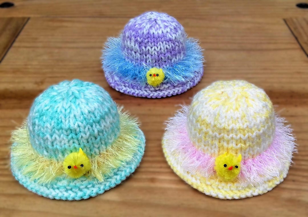 PDF KNITTING PATTERN Easter Bonnets Chocolate Orange Cover, Easter ...