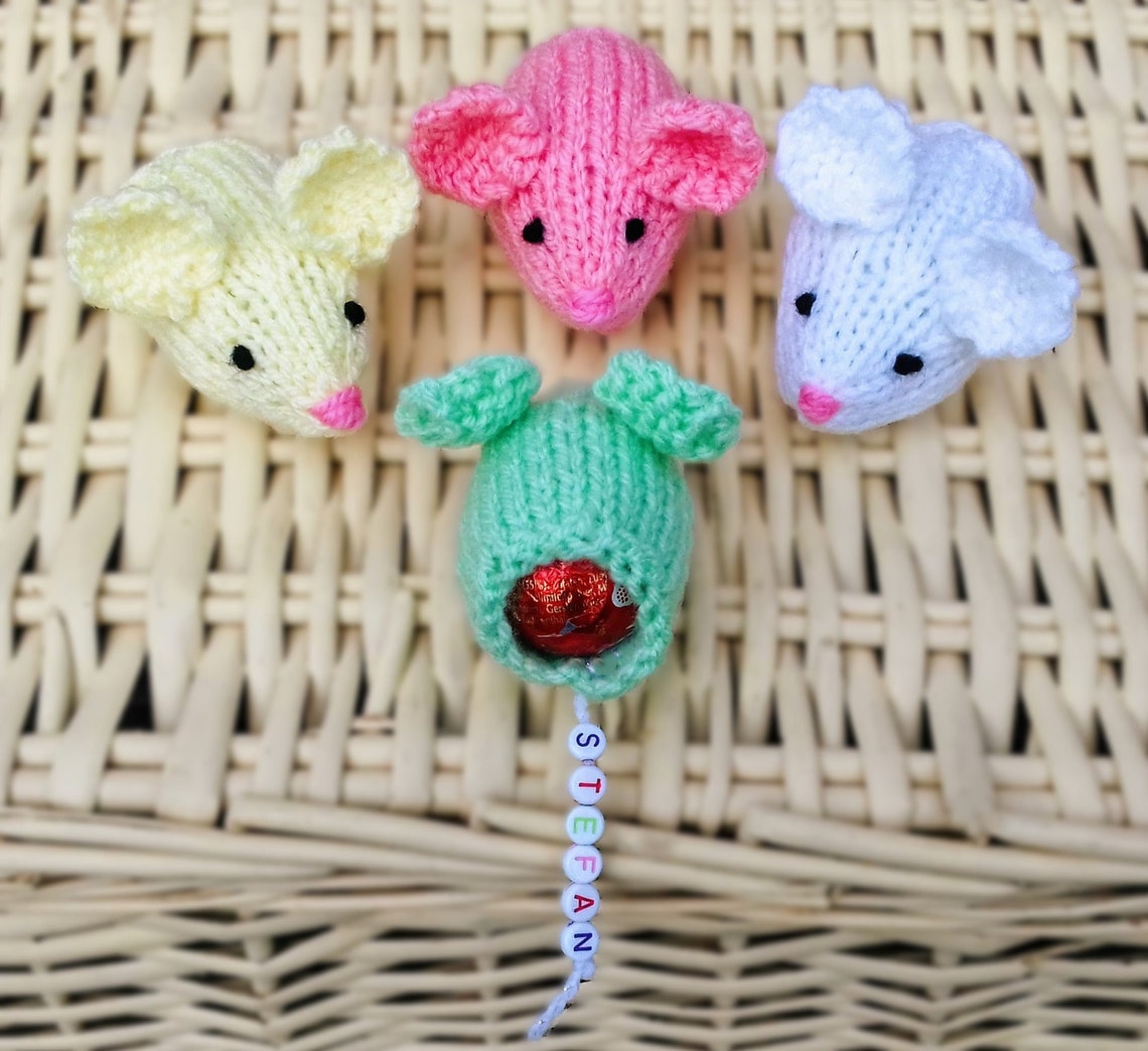 PDF KNITTING PATTERN Personalised Sugar Mice Creme Egg Cover, Easter ...