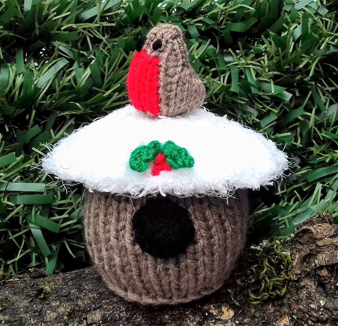 PDF KNITTING PATTERN Christmas Robin Bird House Chocolate Orange Cover ...