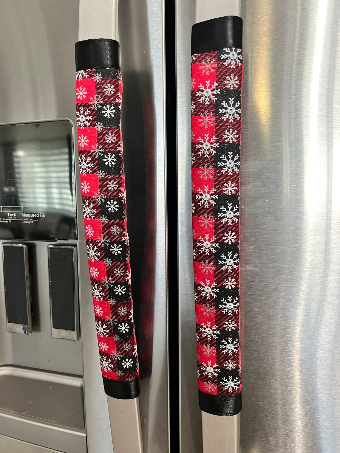 Refrigerator Door Handle Covers Set of Two Red Plaid Snowflake - Etsy